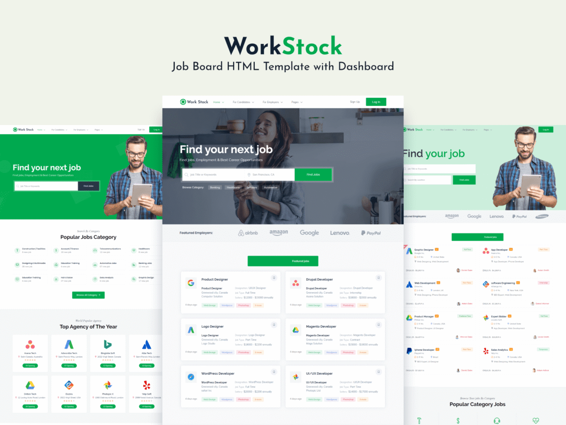 Work Stock One Of The Most Powerful Job Board HTML Template